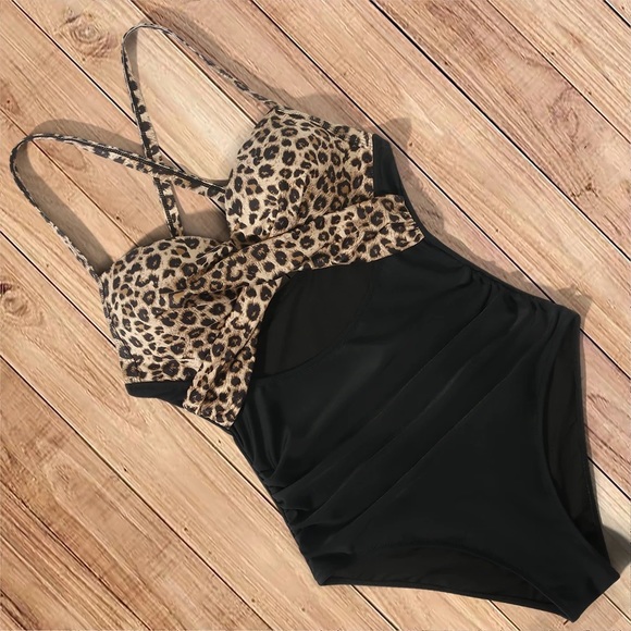 Swim | Sexy Leopard Print Swimsuit With High Waist Cut Out | Poshmark